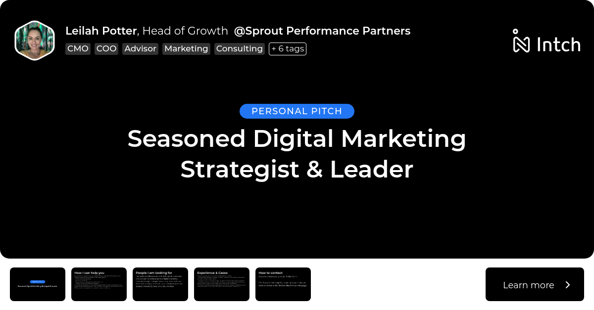 Leilah Potter - Seasoned Digital Marketing Strategist & Leader | Intch