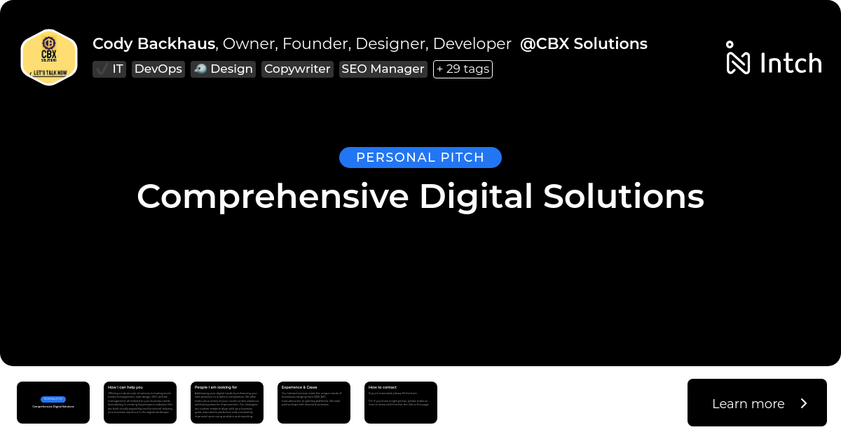 Cody Backhaus - Comprehensive Digital Solutions | Intch