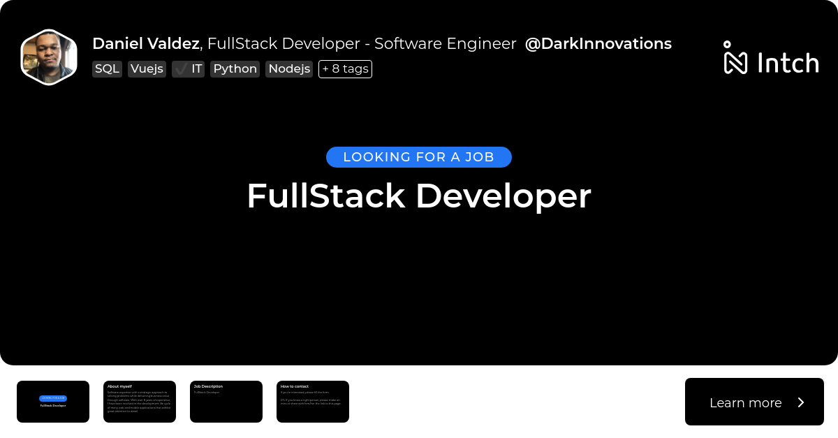 Daniel Valdez - FullStack Developer | Intch