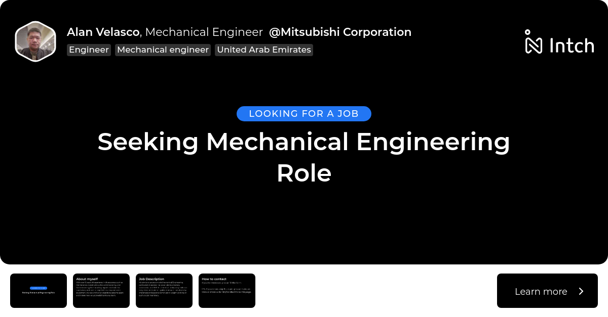 Alan Velasco - Seeking Mechanical Engineering Role | Intch