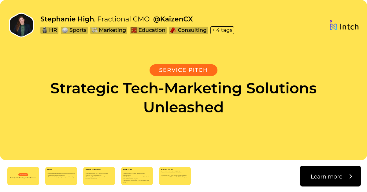 Stephanie High - Strategic Tech-Marketing Solutions Unleashed | Intch