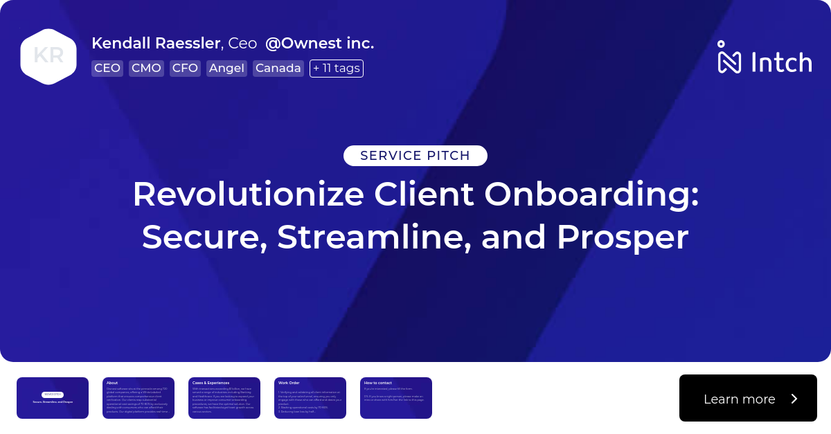 Kendall Raessler - Revolutionize Client Onboarding: Secure, Streamline, and Prosper | Intch