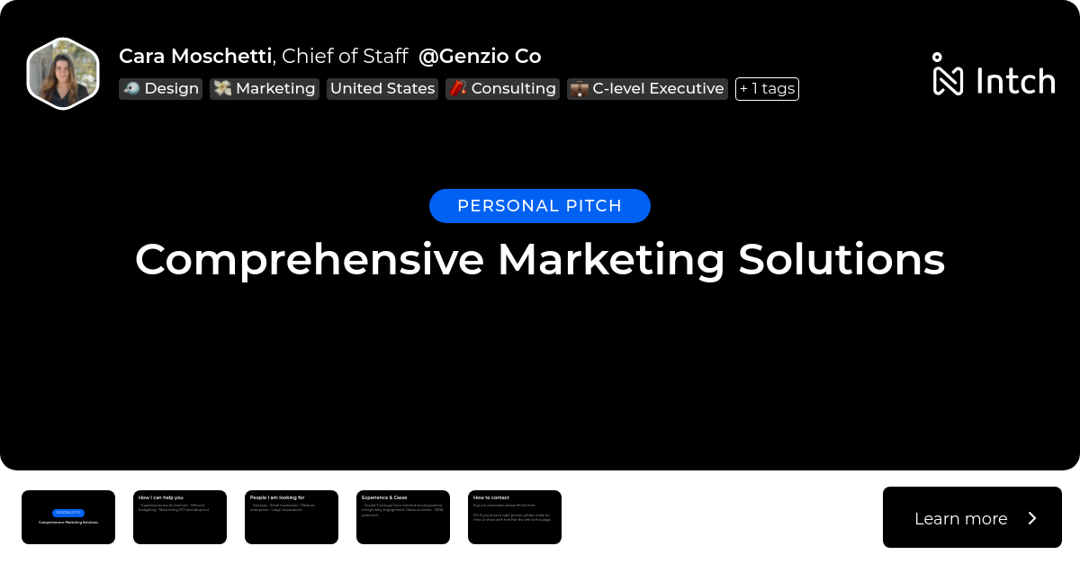 Cara Moschetti - Comprehensive Marketing Solutions | Intch