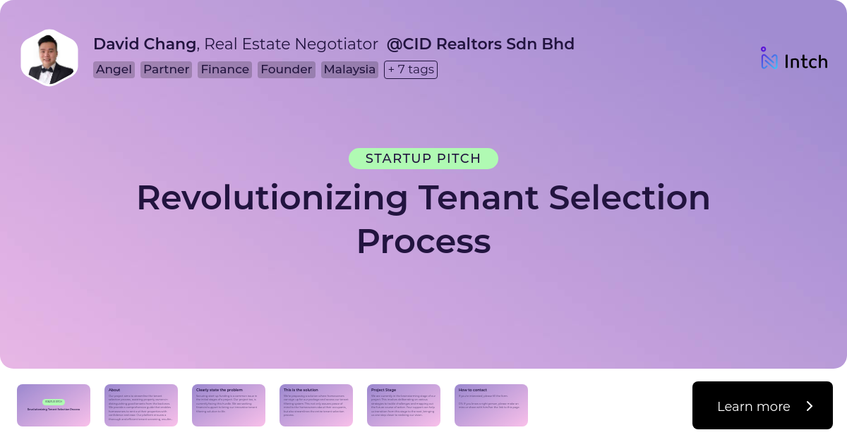 David Chang - Revolutionizing Tenant Selection Process | Intch