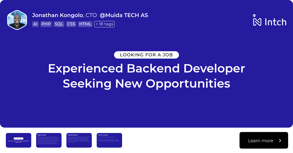 Jonathan Kongolo - Experienced Backend Developer Seeking New ...