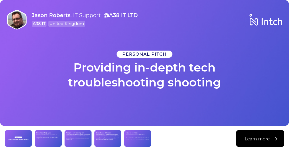 Jason Roberts - Providing in-depth tech troubleshooting shooting | Intch
