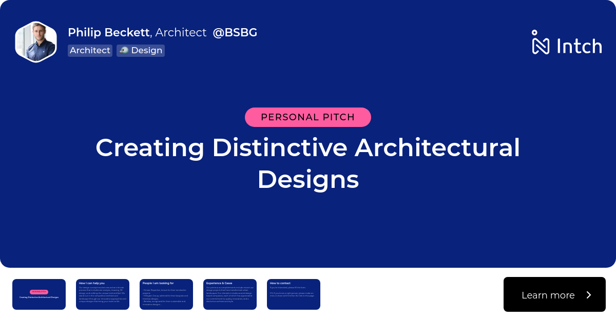 Philip Beckett - Creating Distinctive Architectural Designs | Intch