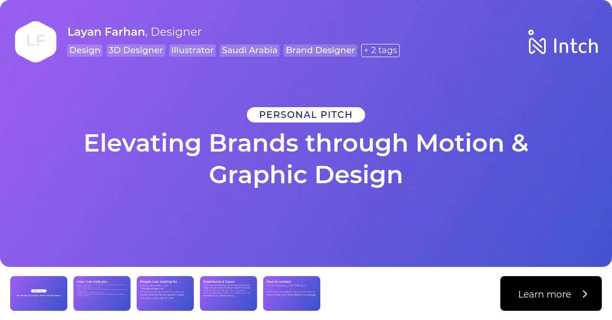 Layan Farhan - Elevating Brands through Motion & Graphic Design | Intch