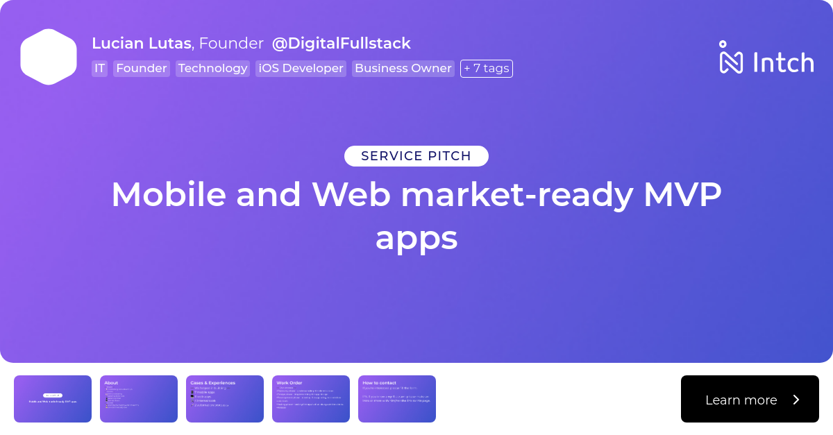 Lucian Lutas - Mobile and Web market-ready MVP apps | Intch