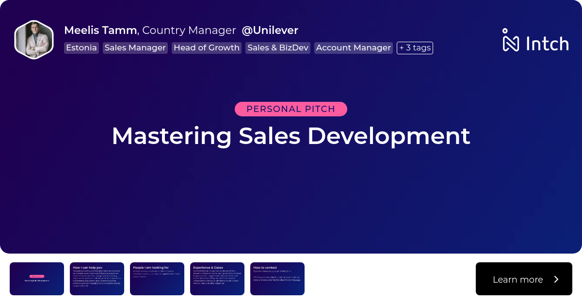 Meelis Tamm - Mastering Sales Development | Intch
