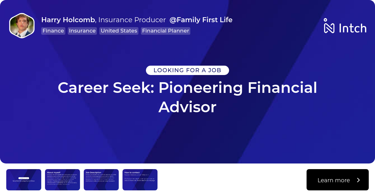 Harry Holcomb - Career Seek: Pioneering Financial Advisor | Intch
