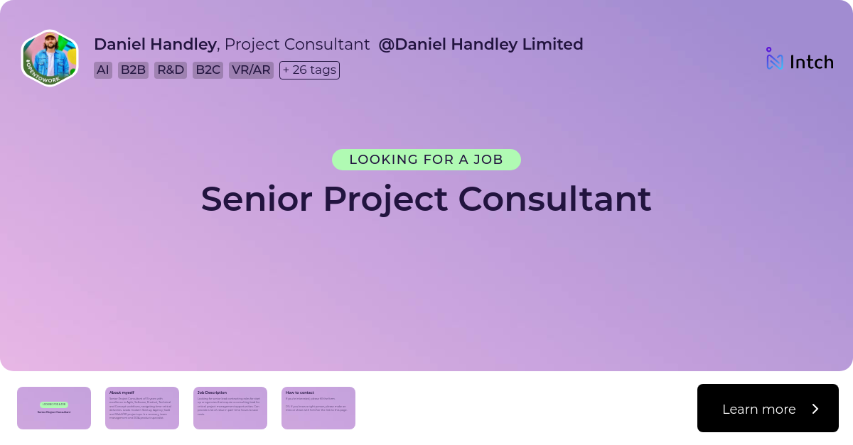 Daniel Handley - Senior Project Consultant | Intch