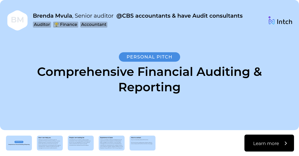 Brenda Mvula - Comprehensive Financial Auditing & Reporting | Intch