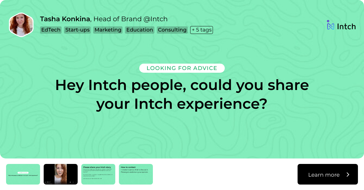 Tasha Konkina - Hey Intch people, could you share your Intch experience? | Intch