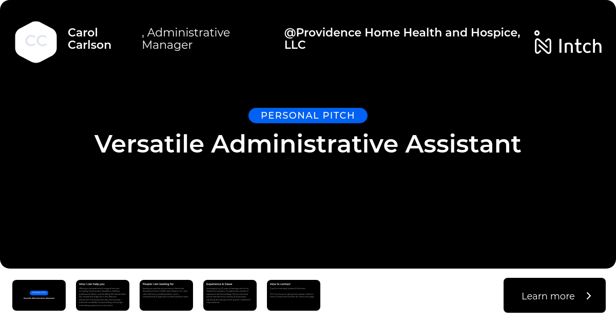 Carol Carlson - Versatile Administrative Assistant | Intch