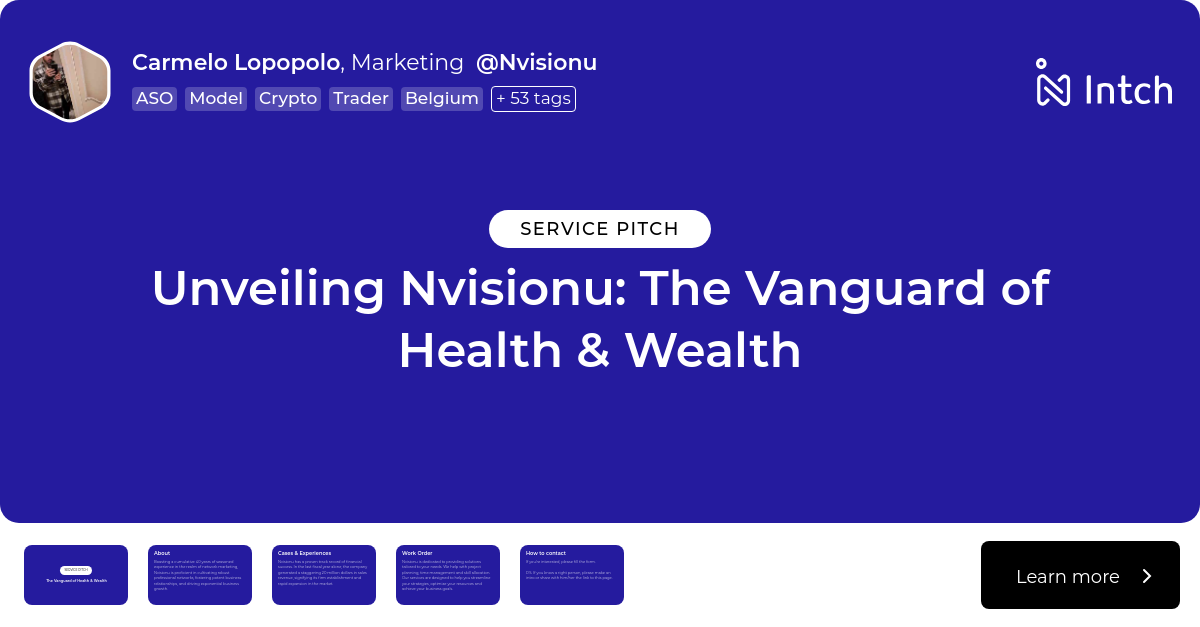 Carmelo Lopopolo - Unveiling Nvisionu: The Vanguard of Health & Wealth ...