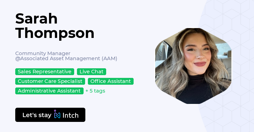 Sarah Thompson - Community Manager, Associated Asset Management (AAM ...