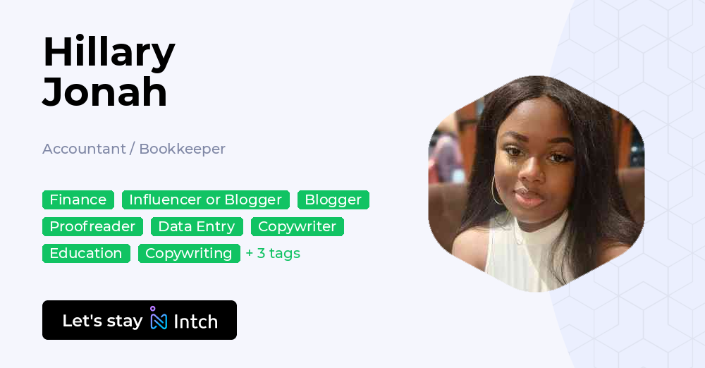 Hillary Jonah - Accountant / Bookkeeper, | Intch