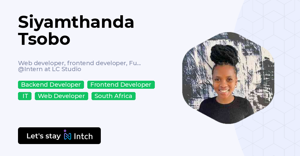 Siyamthanda Tsobo - Web developer, frontend developer, Full stack ...