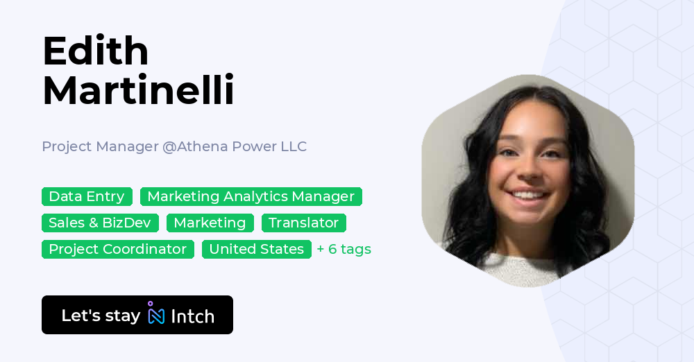 Edith Martinelli - Project Manager, Athena Power LLC | Intch