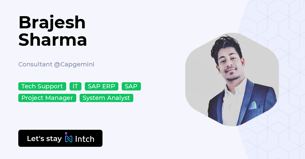 Brajesh Sharma - Consultant, Capgemini | Intch