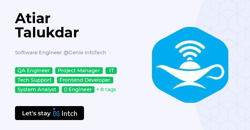 Atiar Talukdar - Software Engineer, Genie InfoTech | Intch