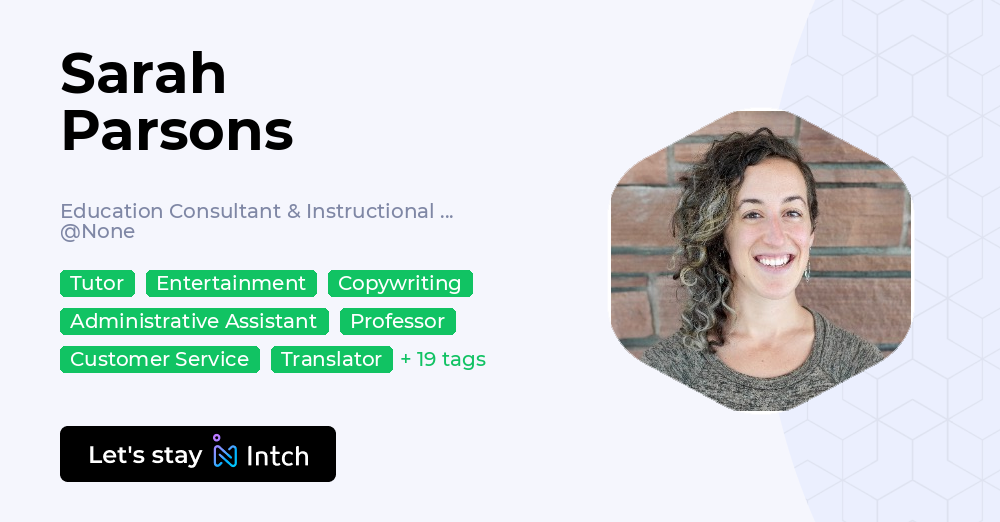 Sarah Parsons - Education Consultant & Instructional Designer, | Intch