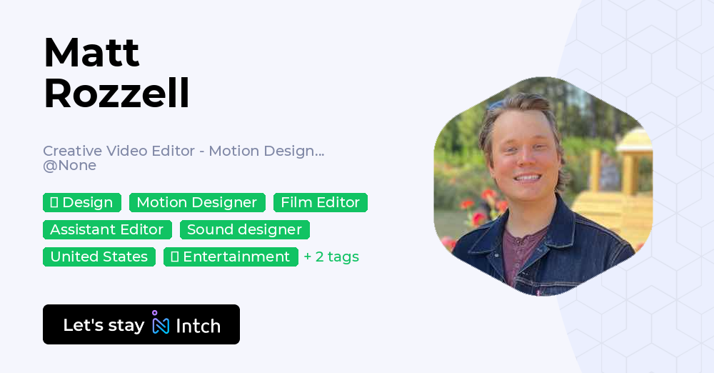 Matt Rozzell - Creative Video Editor - Motion Designer - Animator, | Intch