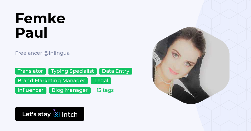 Femke Paul - Freelancer, Inlingua | Intch