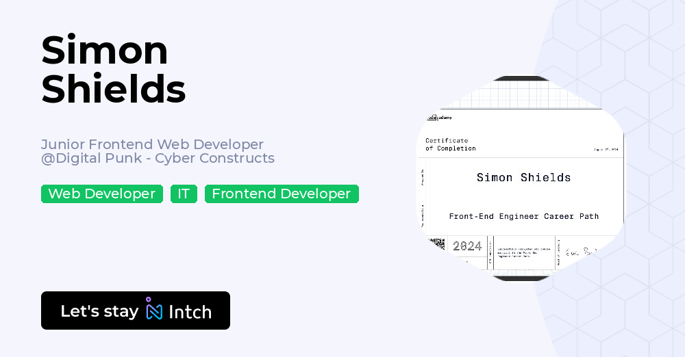Simon Shields - Junior Frontend Web Developer, Digital Punk - Cyber ...
