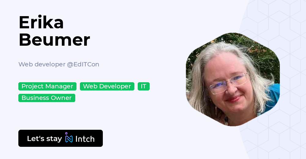 Erika Beumer - Web developer, EdITCon | Intch