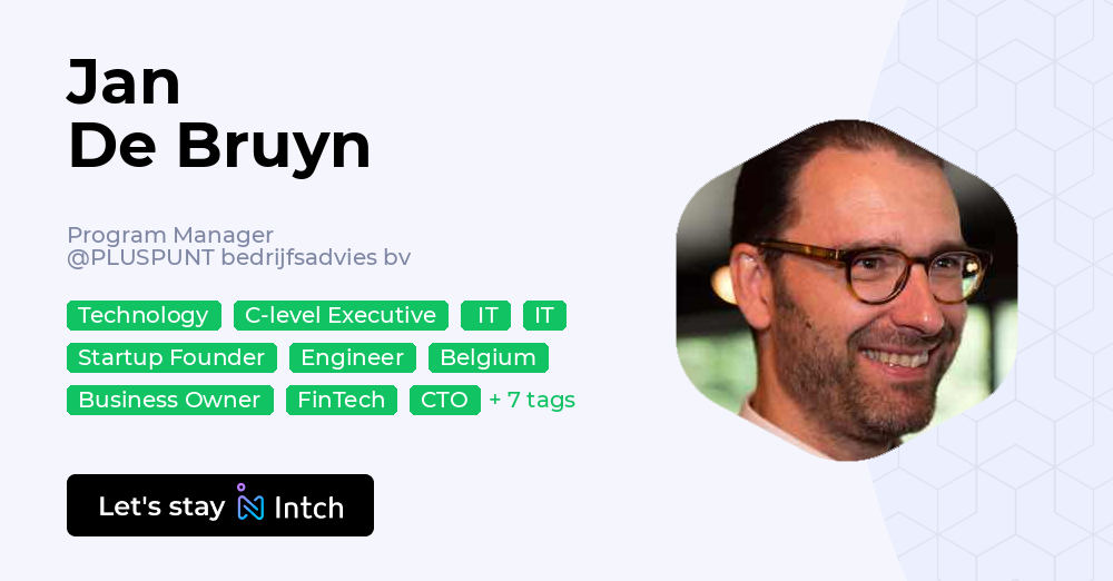 Jan De Bruyn - Program Manager, PLUSPUNT bedrijfsadvies bv | Intch