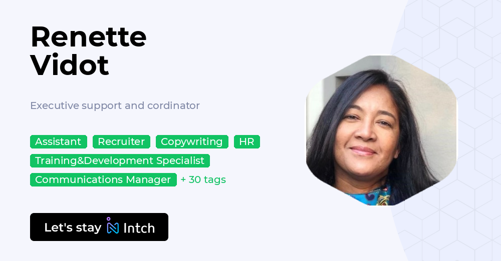 Renette Vidot - Executive support and cordinator, | Intch