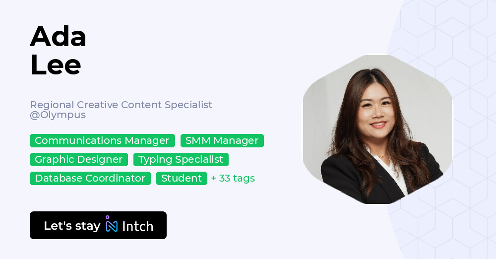 Ada Lee - Regional Creative Content Specialist, Olympus | Intch