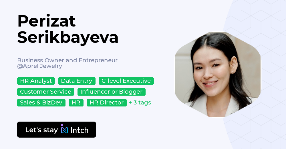 Perizat Serikbayeva - Business Owner and Entrepreneur, Aprel Jewelry ...