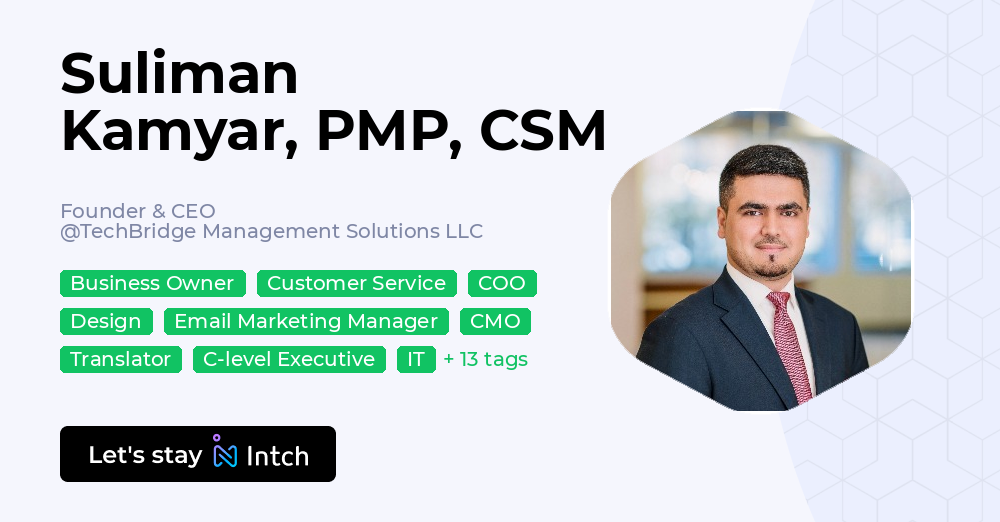 Suliman Kamyar, PMP, CSM - Founder & CEO, TechBridge Management ...