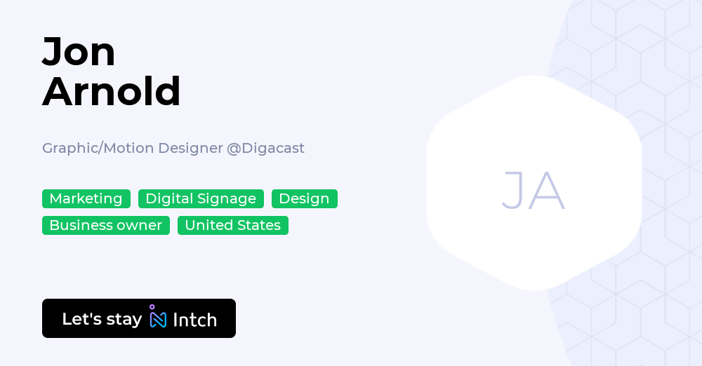 Jon Arnold - Graphic/Motion Designer, Digacast | Intch