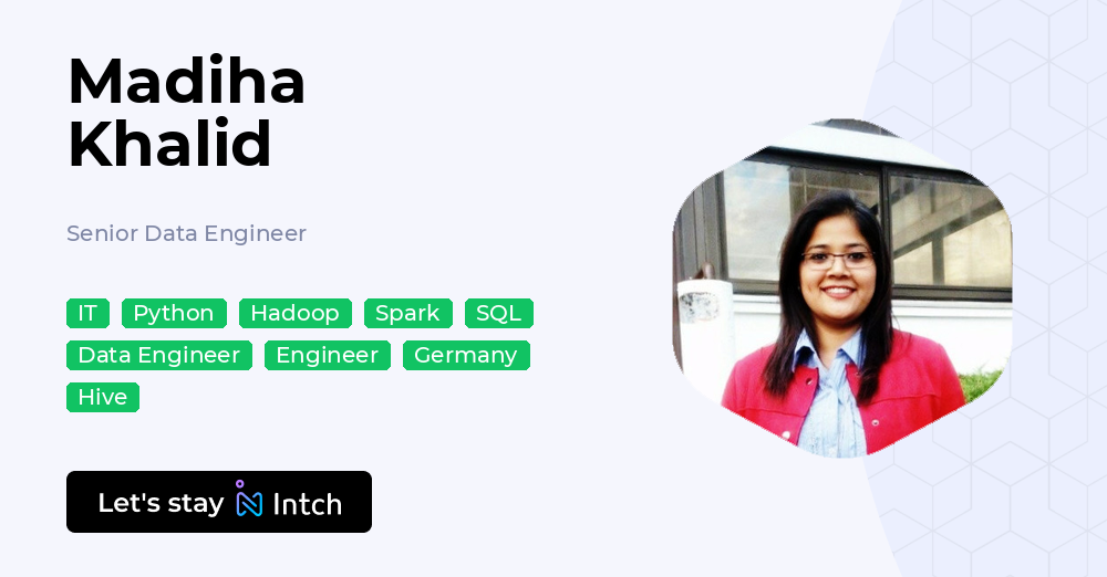 Madiha Khalid - Senior Data Engineer, | Intch