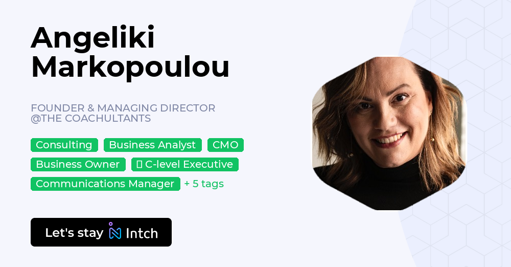 Angeliki Markopoulou - FOUNDER & MANAGING DIRECTOR, THE COACHULTANTS ...