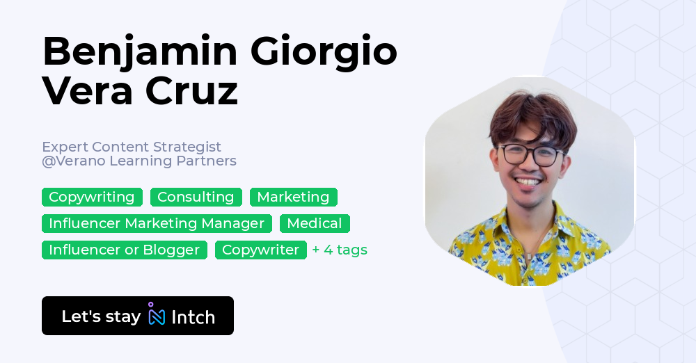 Benjamin Giorgio Vera Cruz - Expert Content Strategist, Verano Learning Partners | Intch