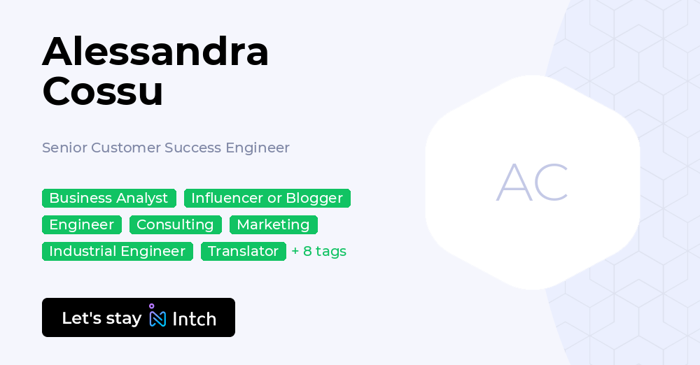 Alessandra Cossu - Senior Customer Success Engineer, | Intch
