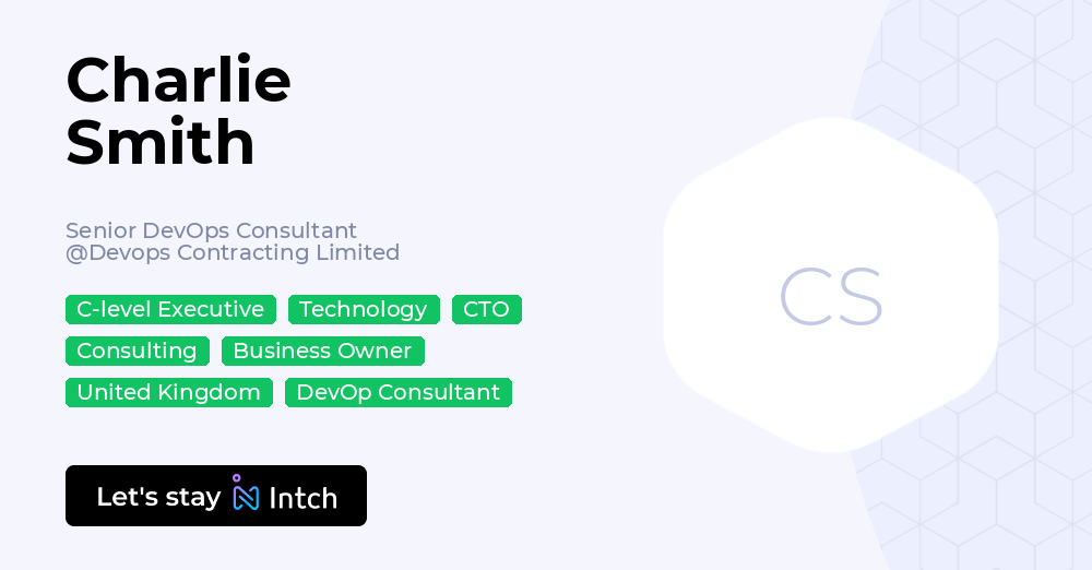 Charlie Smith - Senior DevOps Consultant, Devops Contracting Limited | Intch