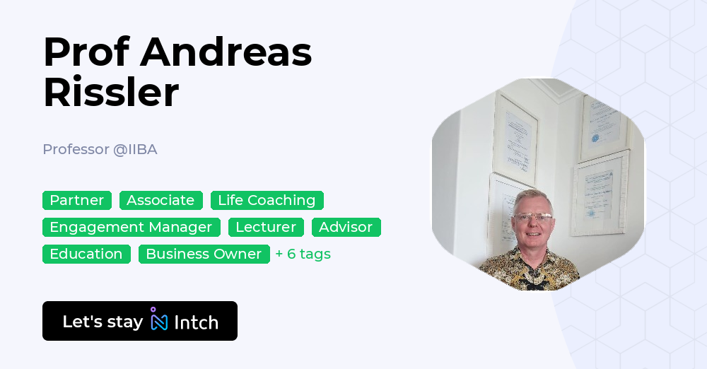 Prof Andreas Rissler - Professor, IIBA | Intch