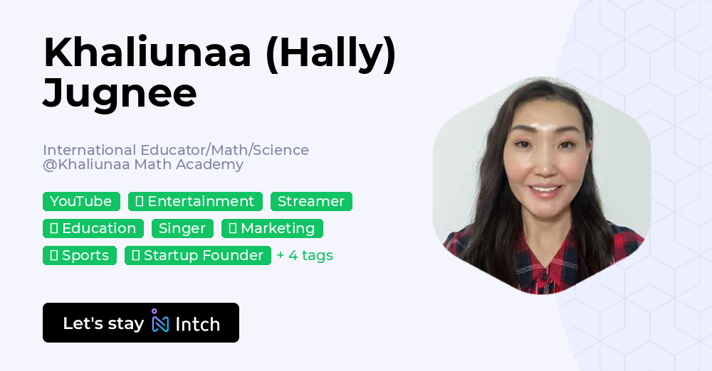 Khaliunaa (Hally) Jugnee - International Educator/Math/Science, Khaliunaa Math Academy | Intch