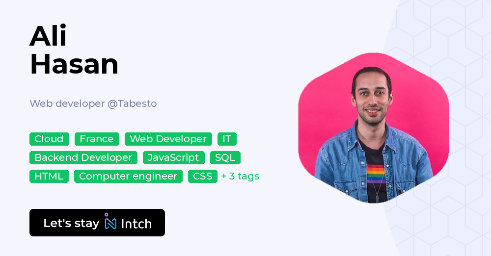 Ali Hasan - Web developer, Tabesto | Intch