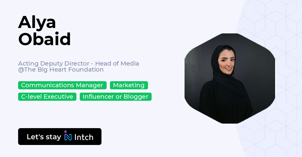 Alya Obaid - Acting Deputy Director - Head of Media, The Big Heart ...