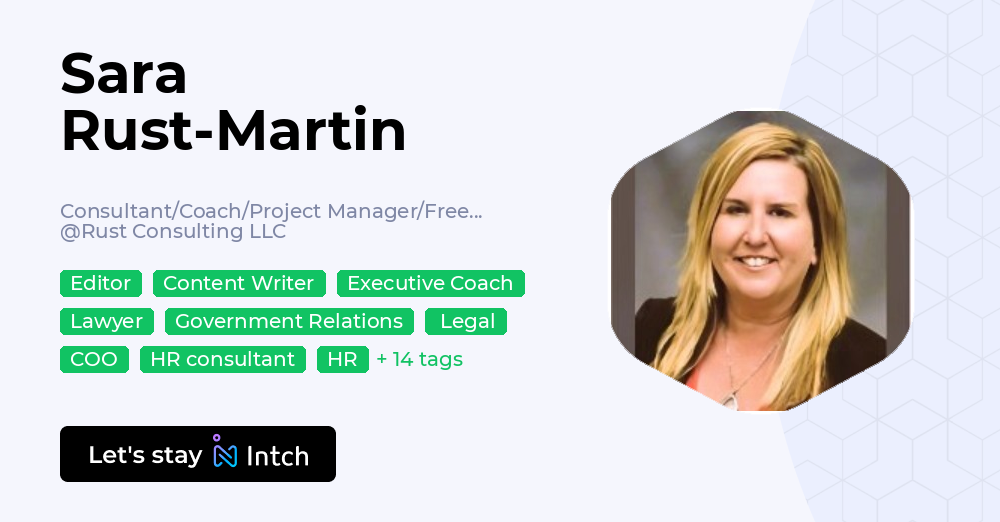 Sara Rust-Martin - Consultant/Coach/Project Manager/Freelancer, Rust ...