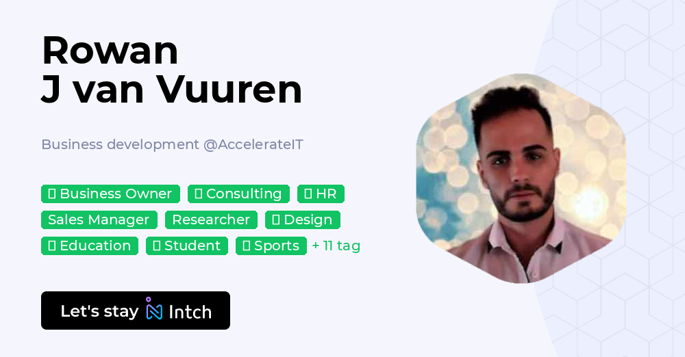 Rowan J van Vuuren - Business development, AccelerateIT | Intch
