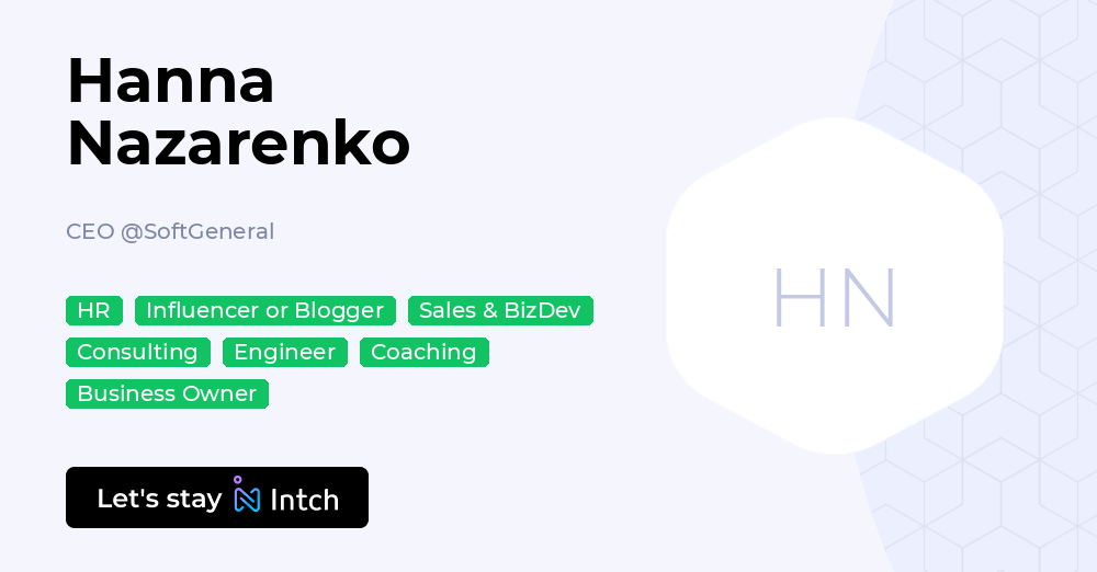 Hanna Nazarenko - CEO, SoftGeneral | Intch