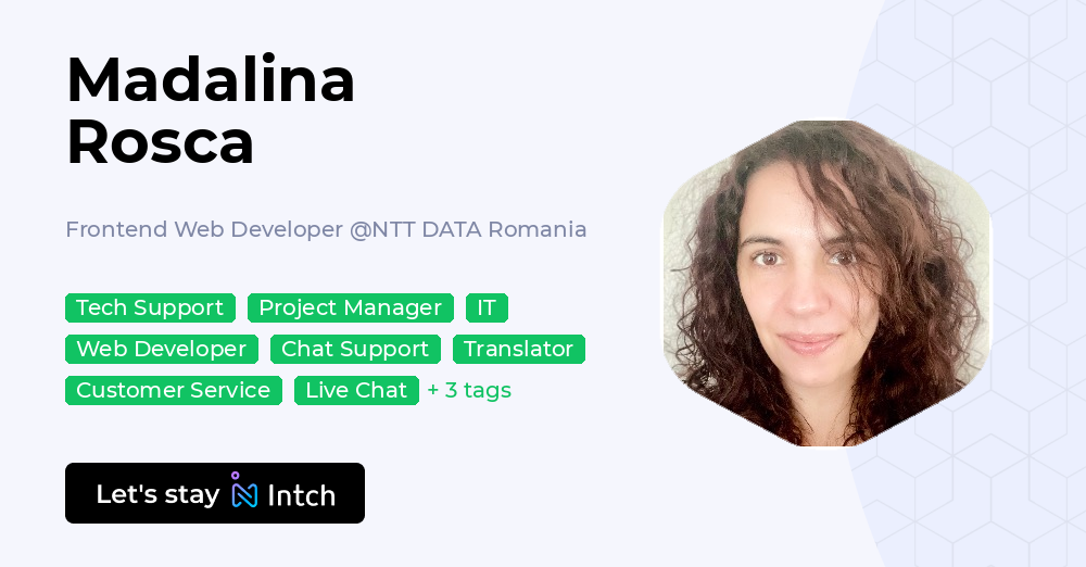 Madalina Rosca - Frontend Web Developer, NTT DATA Romania | Intch